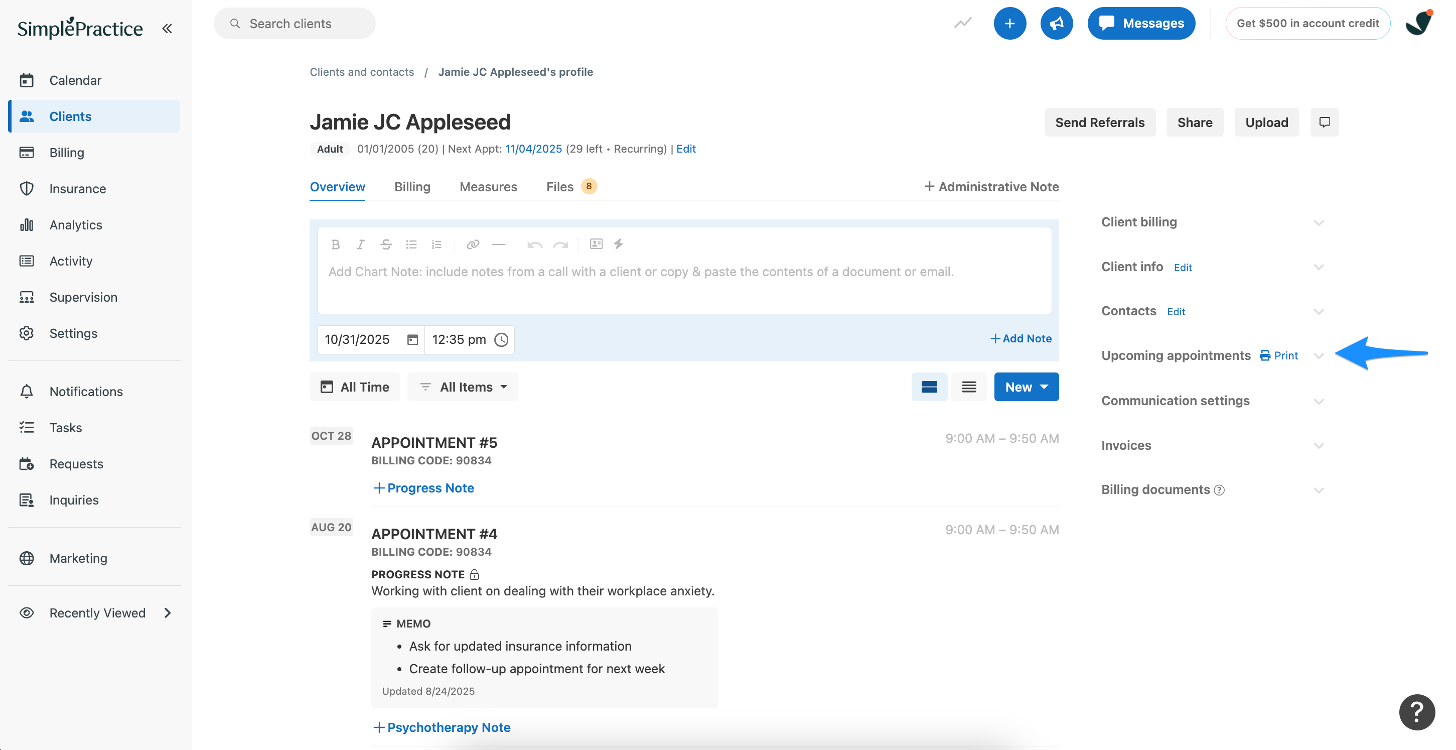 Managing recurring appointments – SimplePractice Support