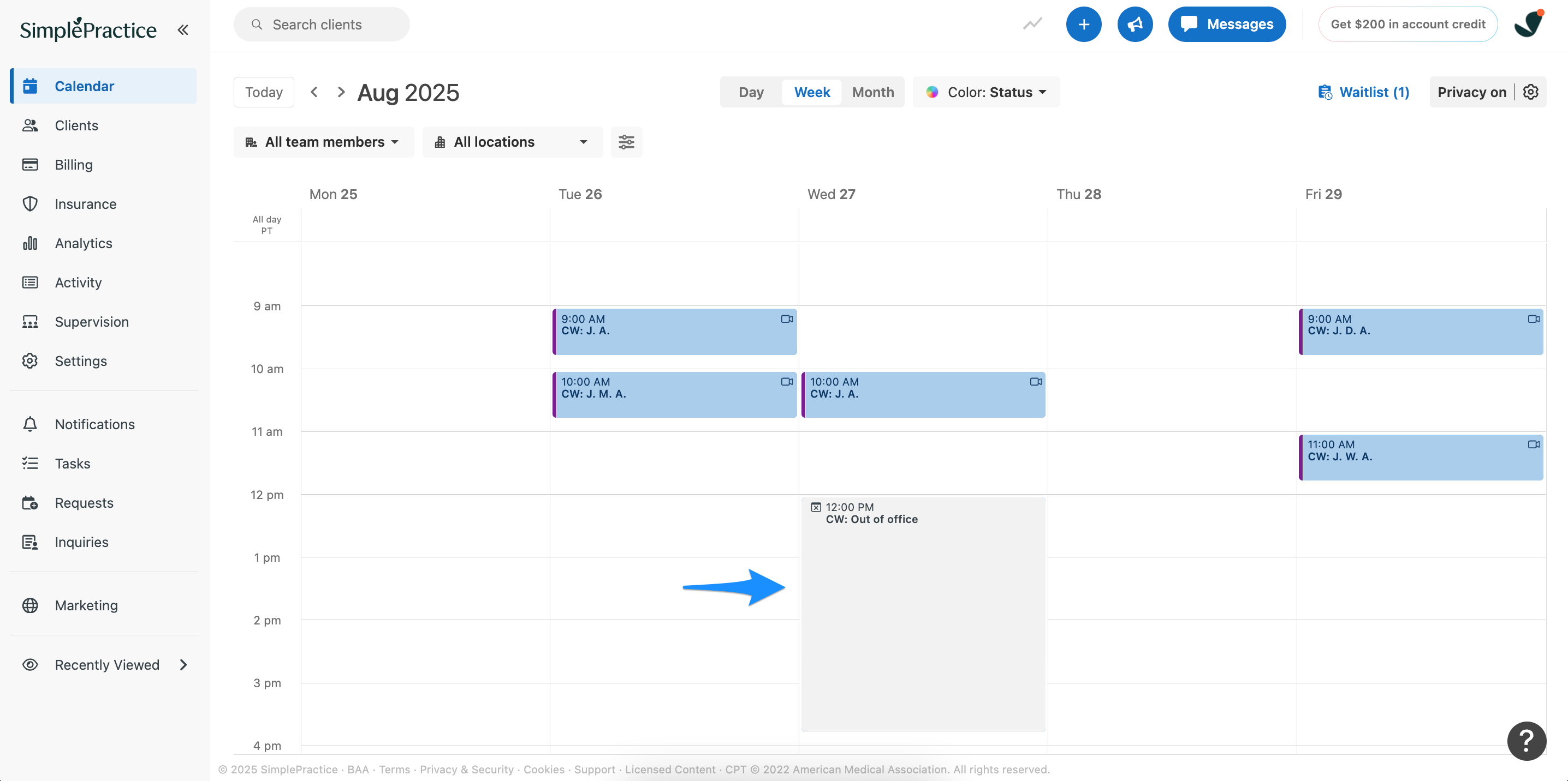 Managing out of office blocks – SimplePractice Support