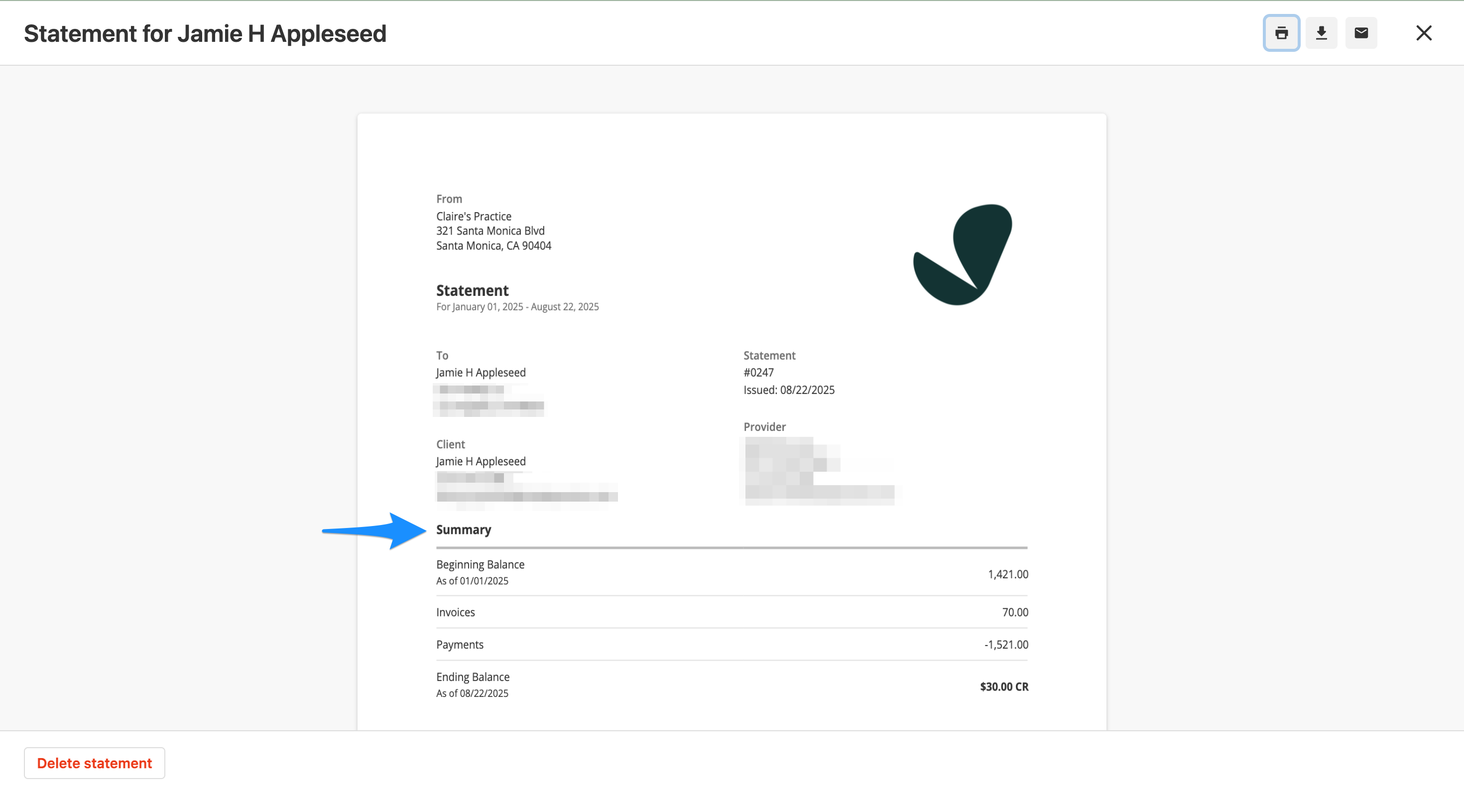 Creating statements – SimplePractice Support