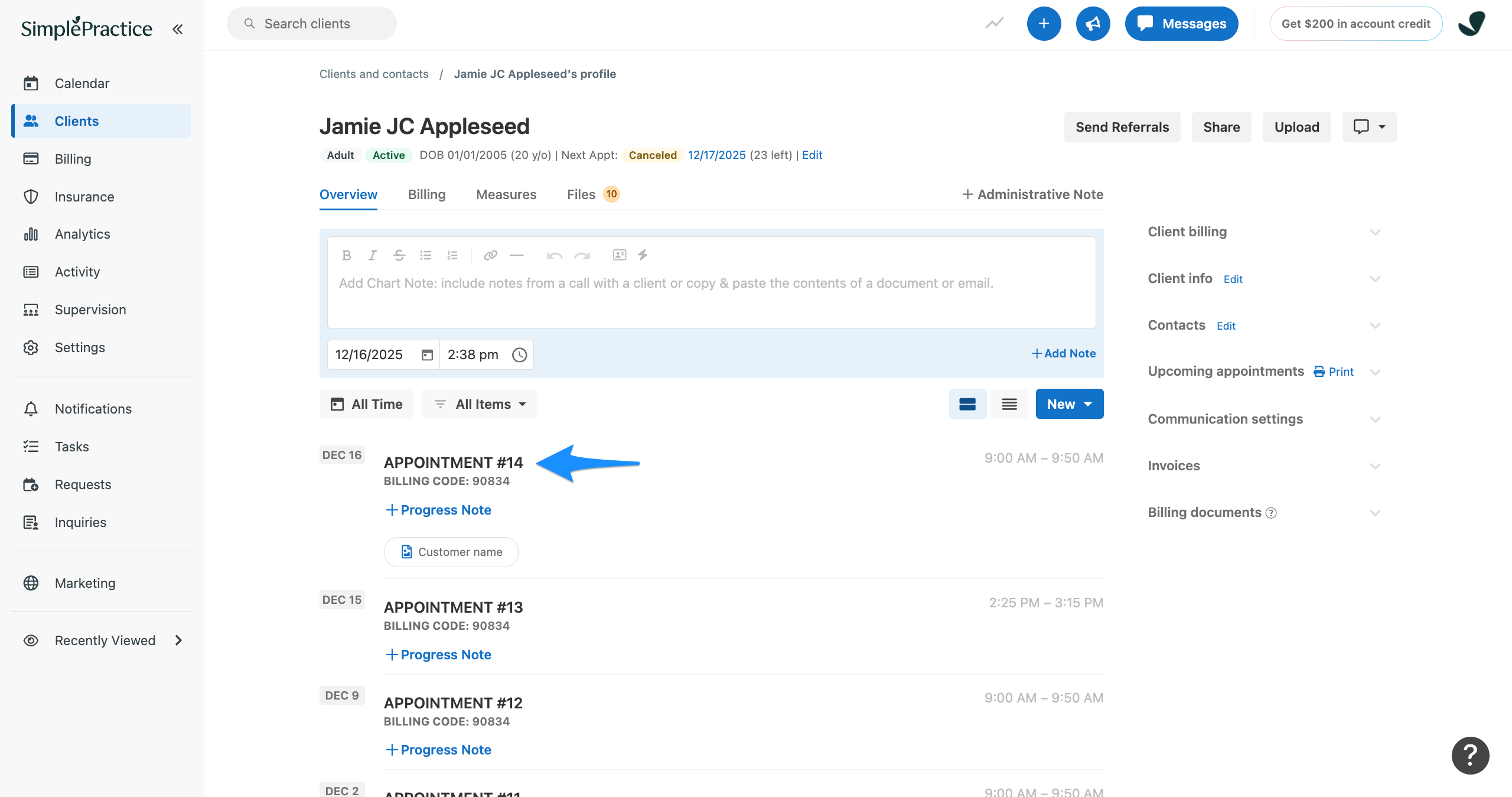 Navigating the appointment page – SimplePractice Support