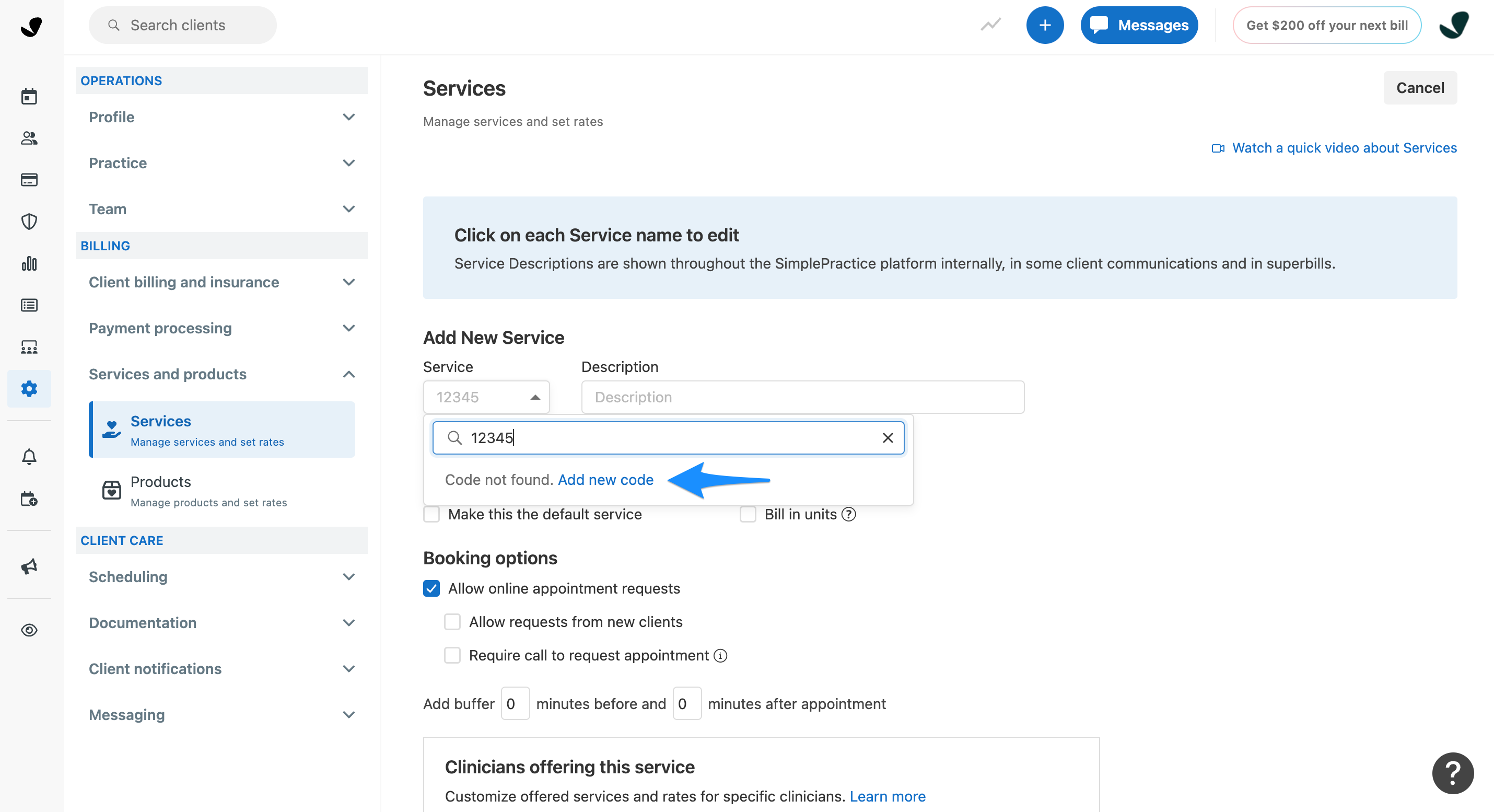 Creating and using service codes – SimplePractice Support