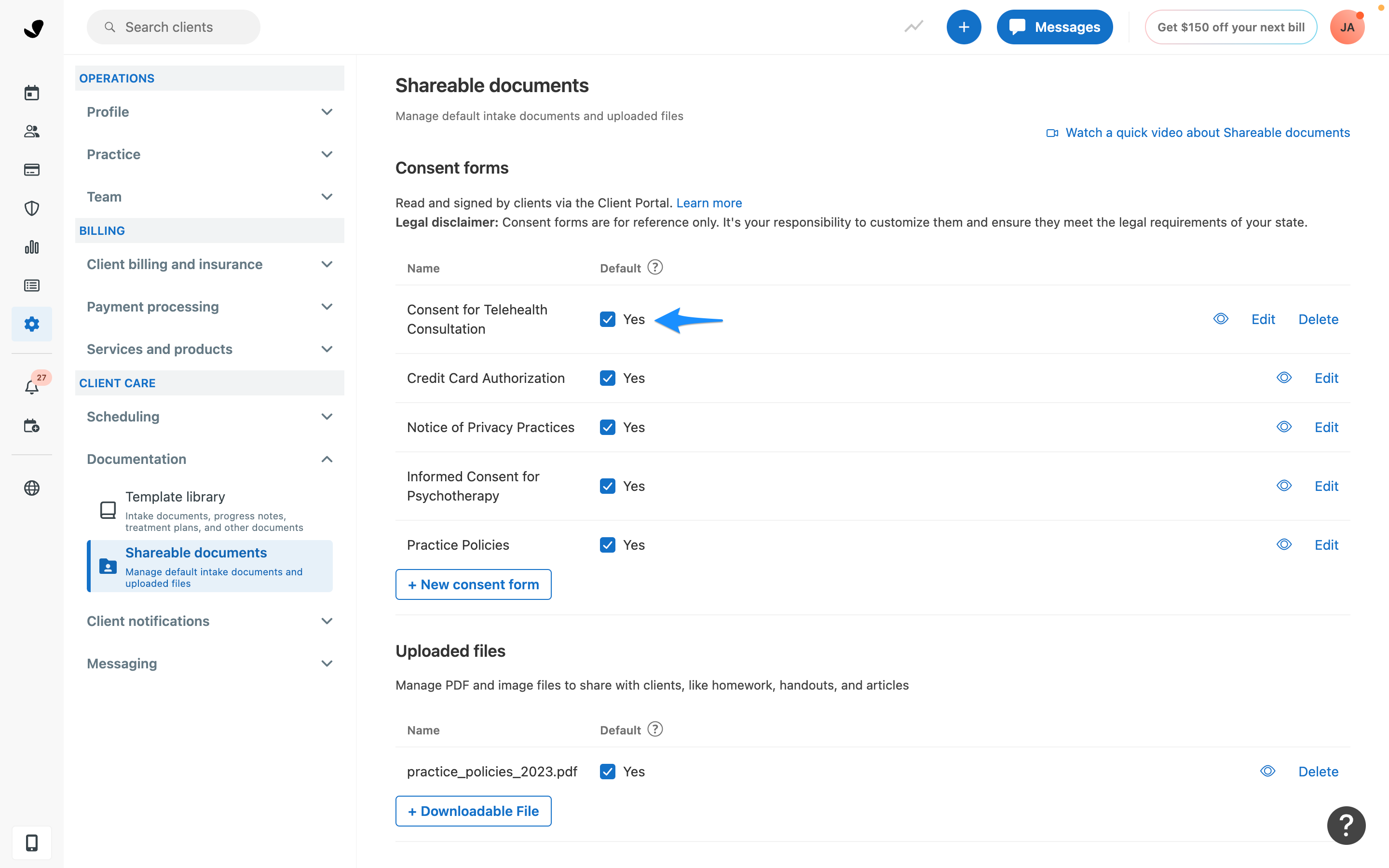 Managing consent forms – SimplePractice Support