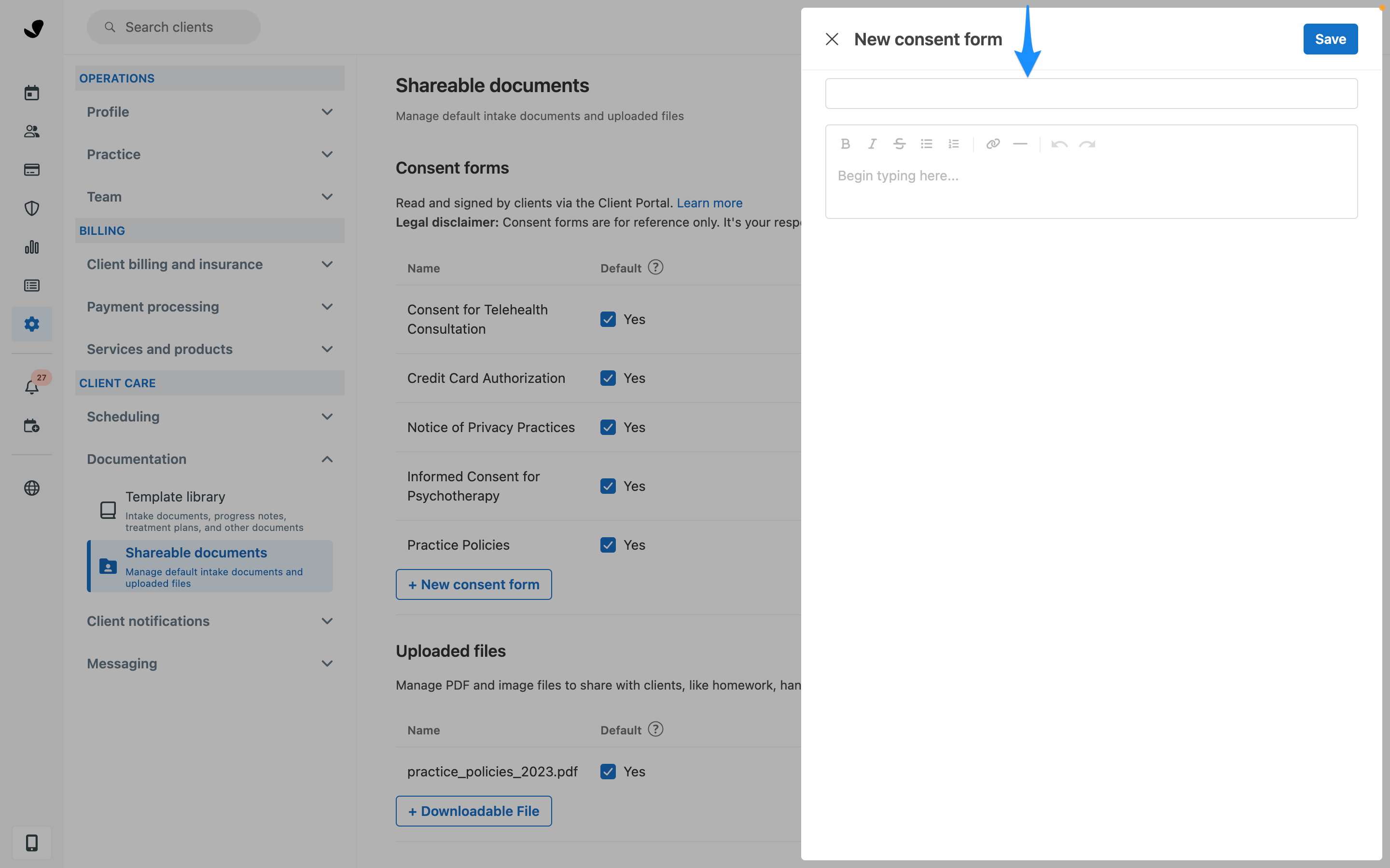 Managing consent forms – SimplePractice Support