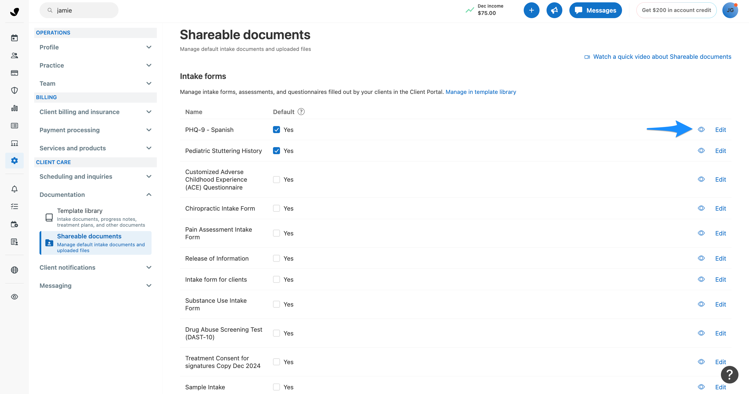 Managing intake forms – SimplePractice Support