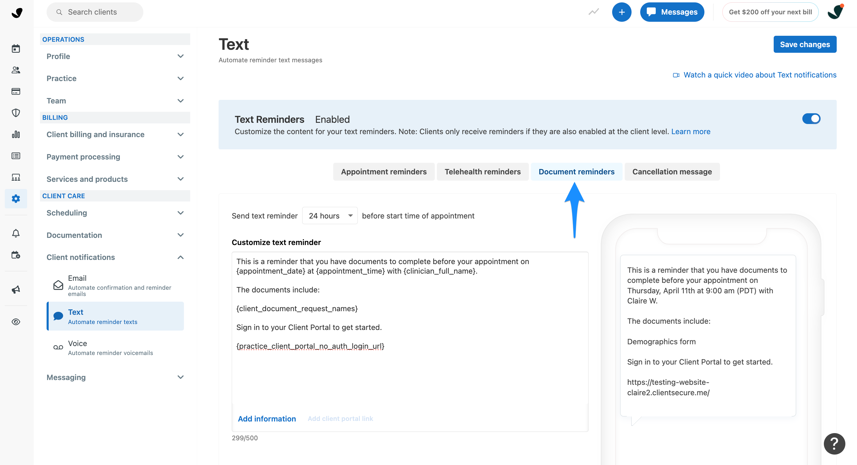Customizing appointment reminder templates – SimplePractice Support