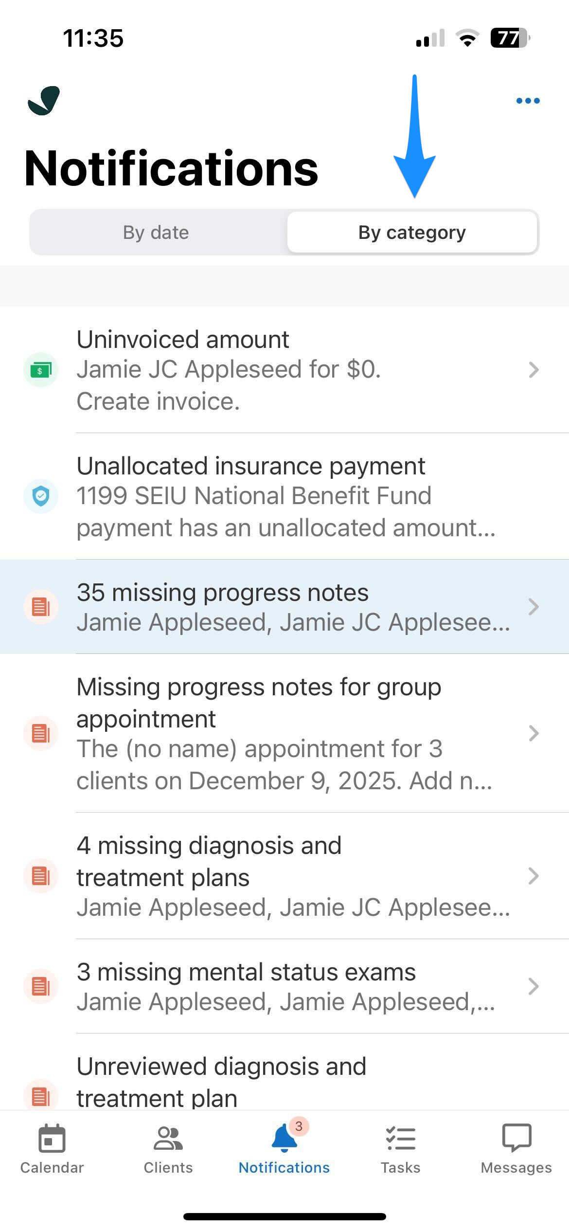 Using tasks and notifications on iPhone/iPad – SimplePractice Support