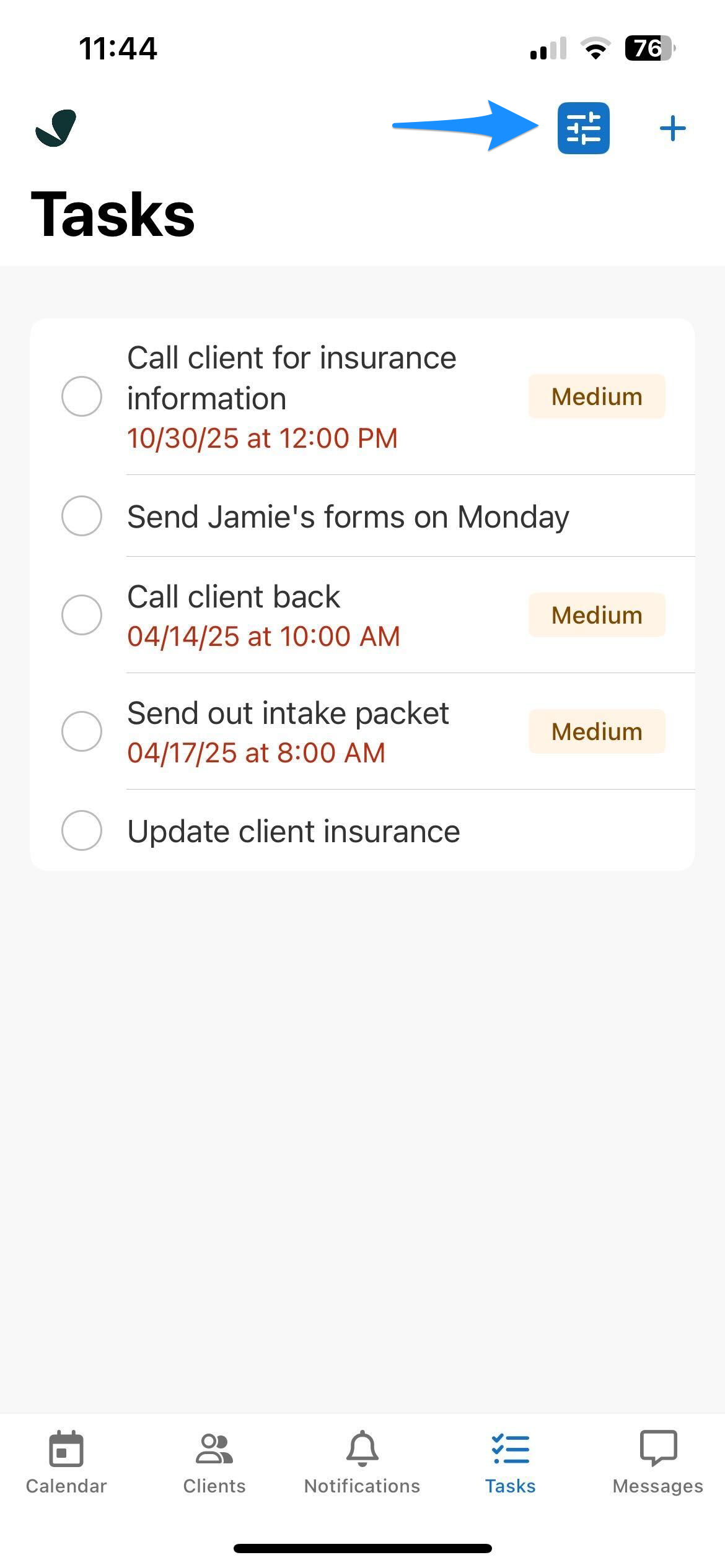 Using tasks and notifications on iPhone/iPad – SimplePractice Support