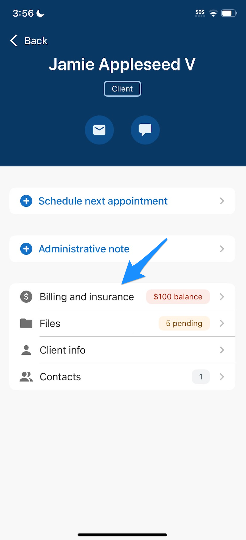 Managing a client's billing on iPhone/iPad – SimplePractice Support