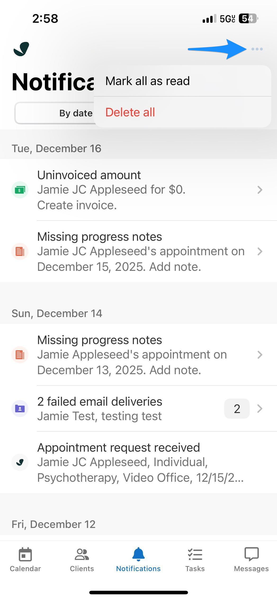 Using tasks and notifications on iPhone/iPad – SimplePractice Support