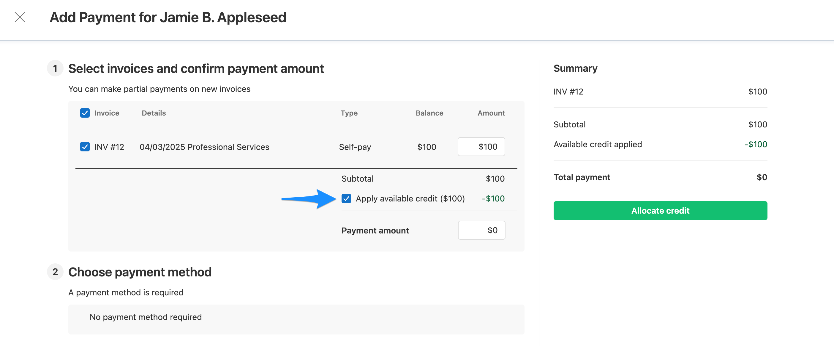 Managing unallocated client payments – SimplePractice Support