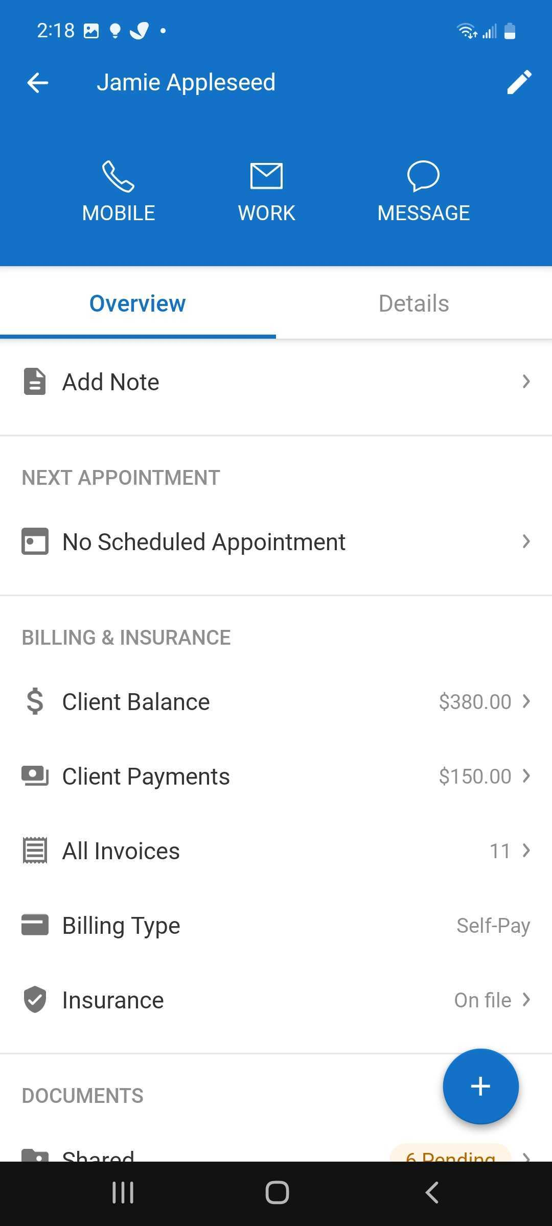 Managing a client's billing on Android – SimplePractice Support