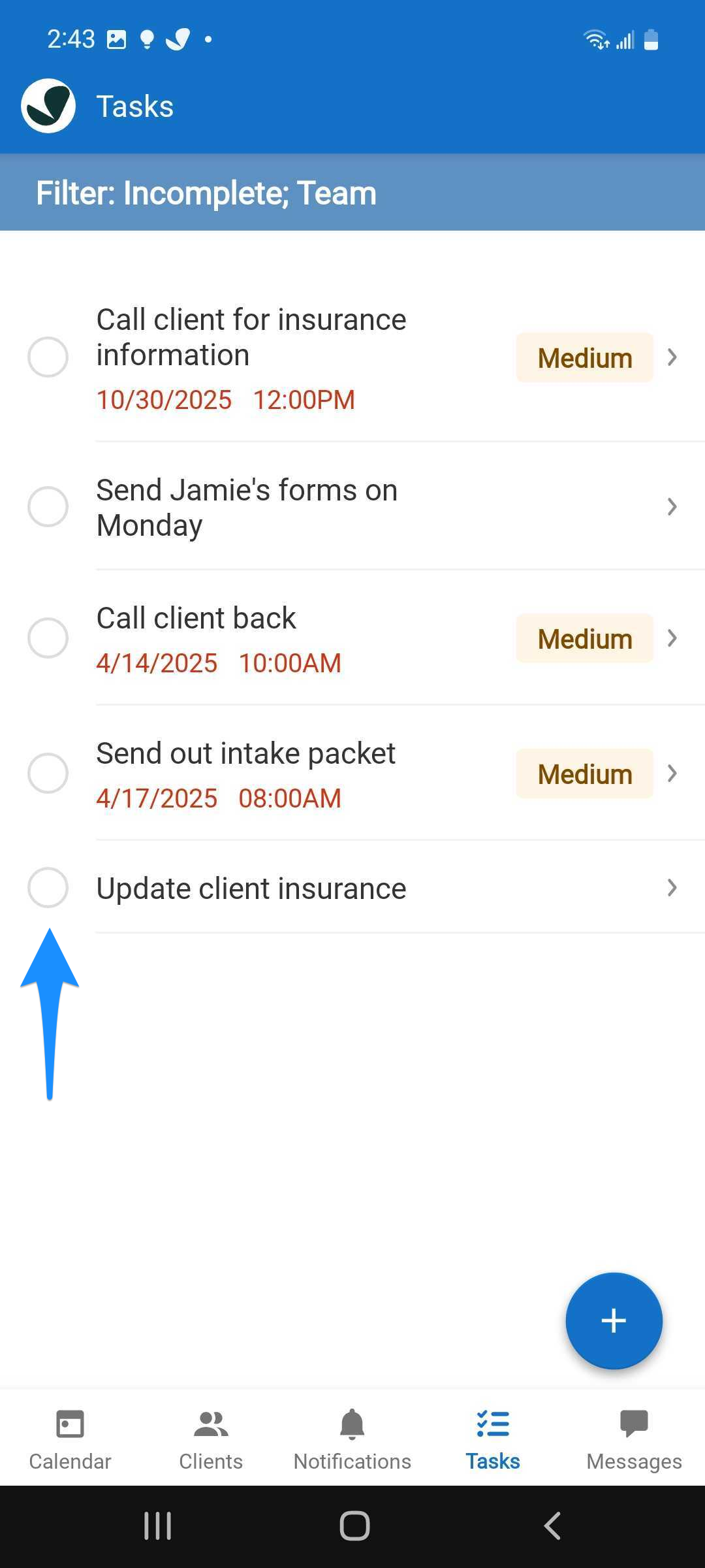 Using tasks and notifications on Android – SimplePractice Support