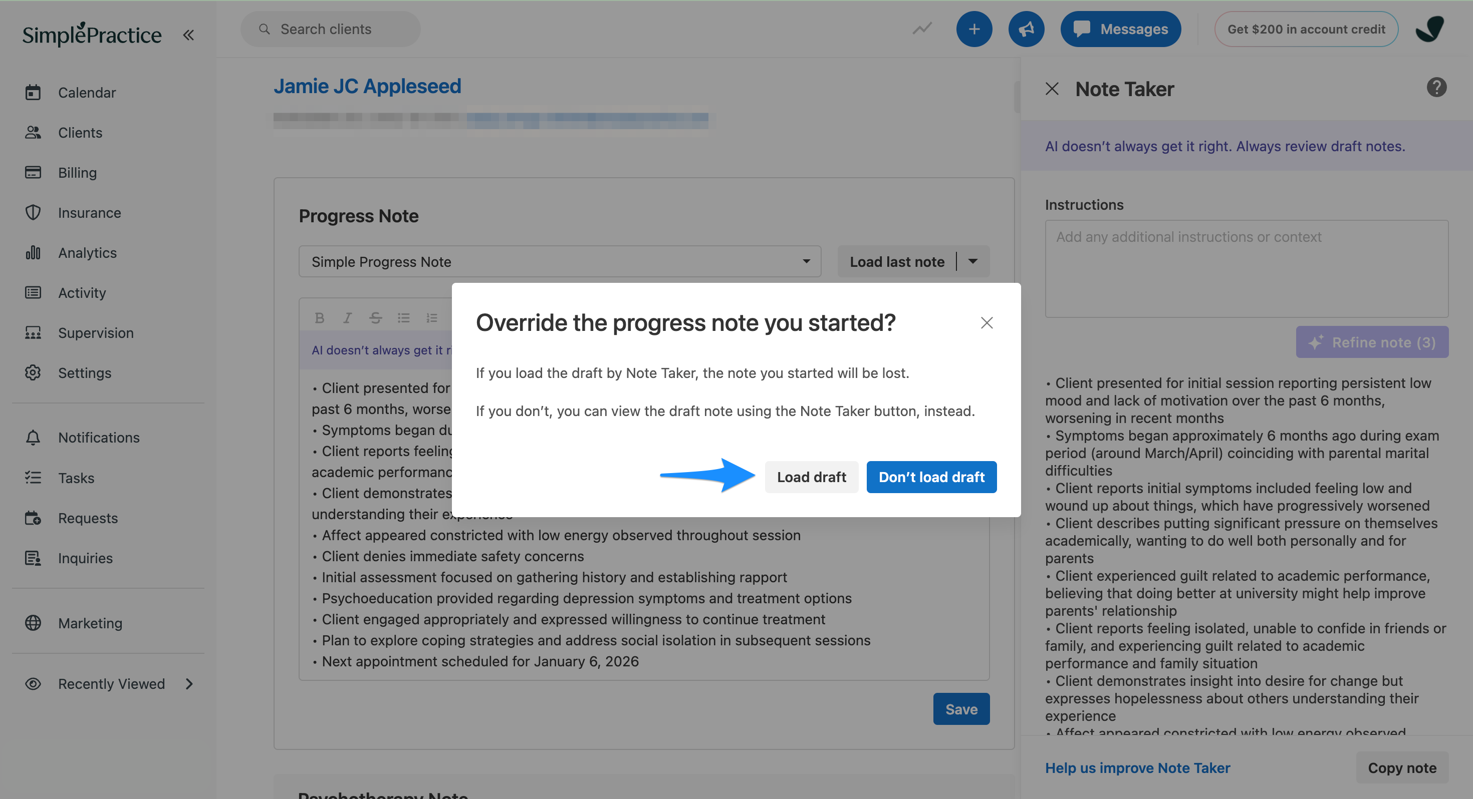 Using Note Taker with telehealth – SimplePractice Support