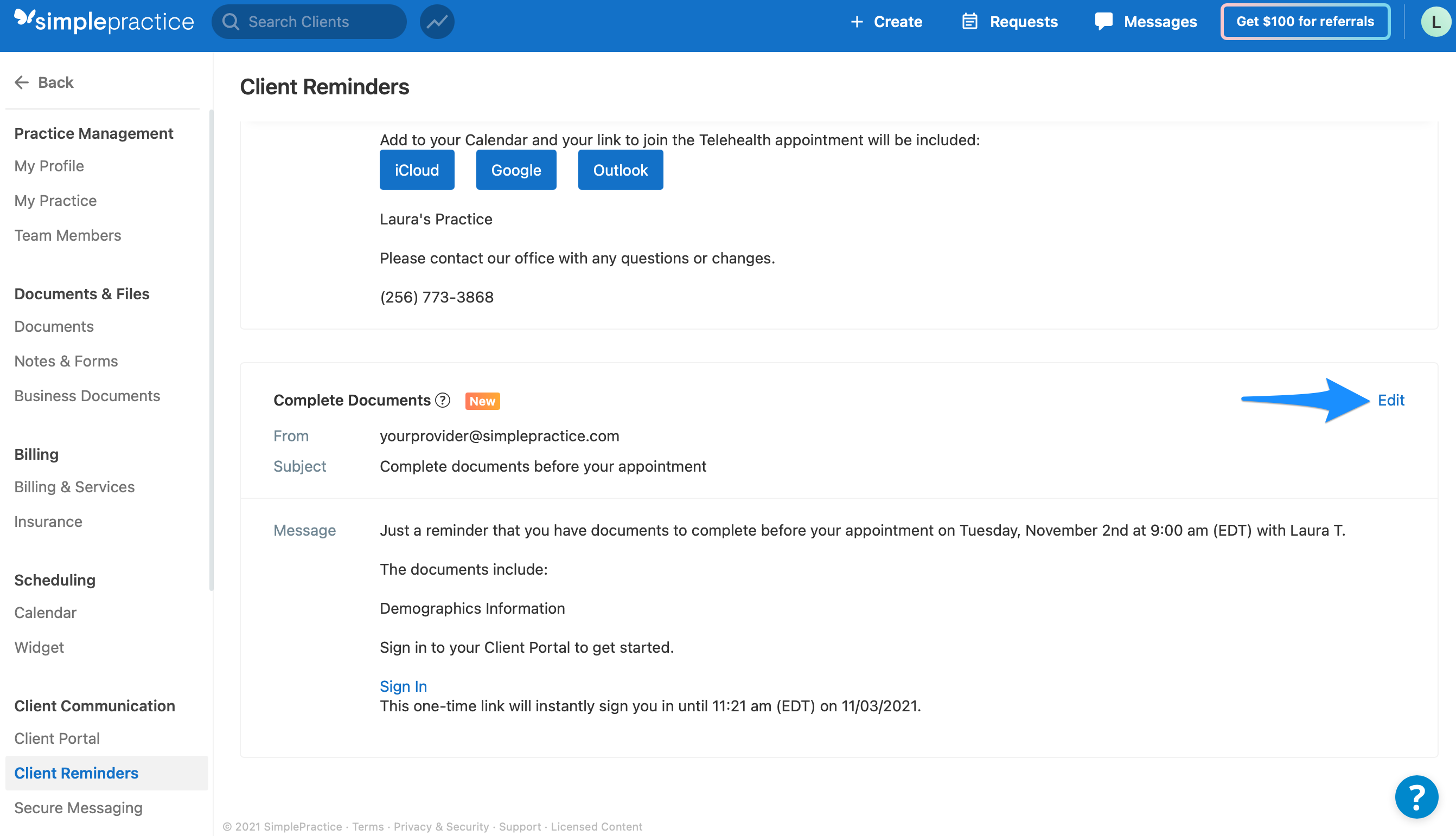 Sending intake forms and documents to clients – SimplePractice Support