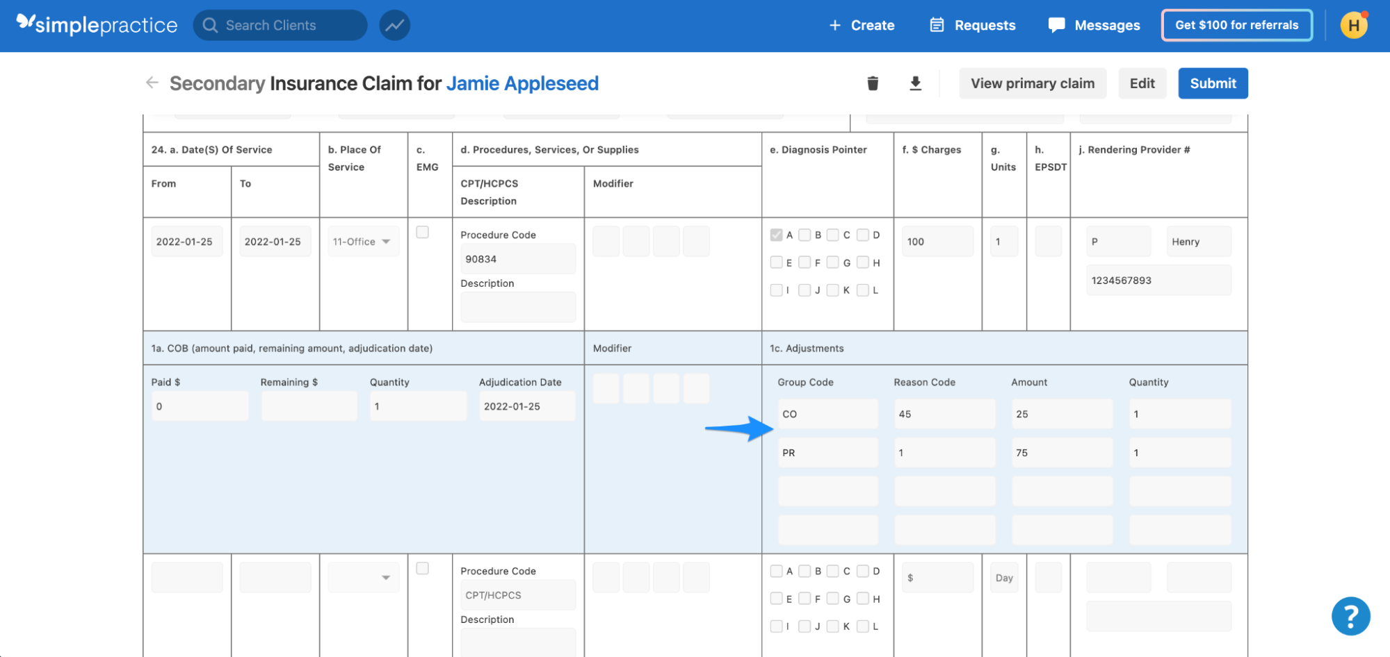 Filing secondary insurance claims – SimplePractice Support