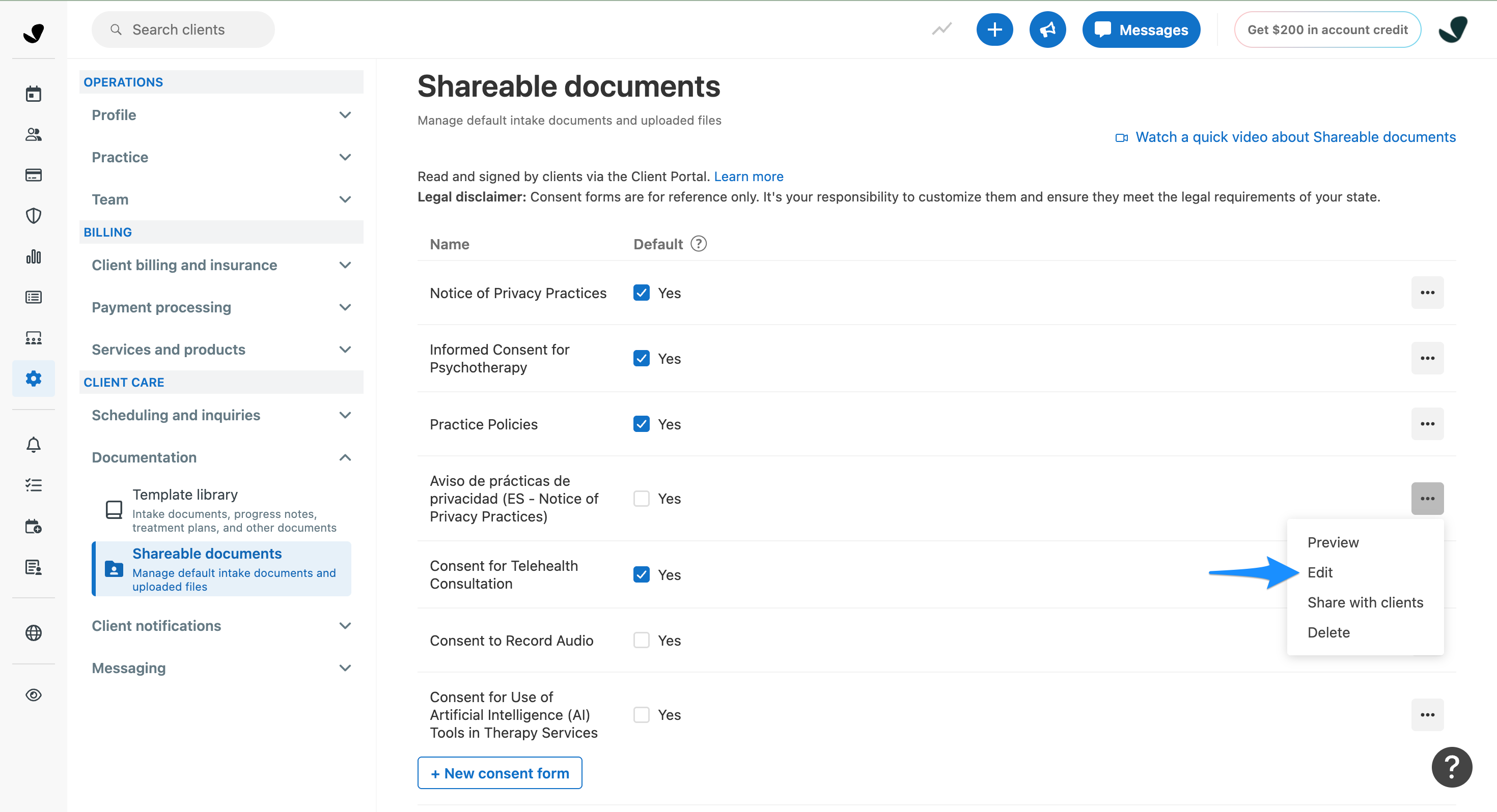 Managing consent forms – SimplePractice Support