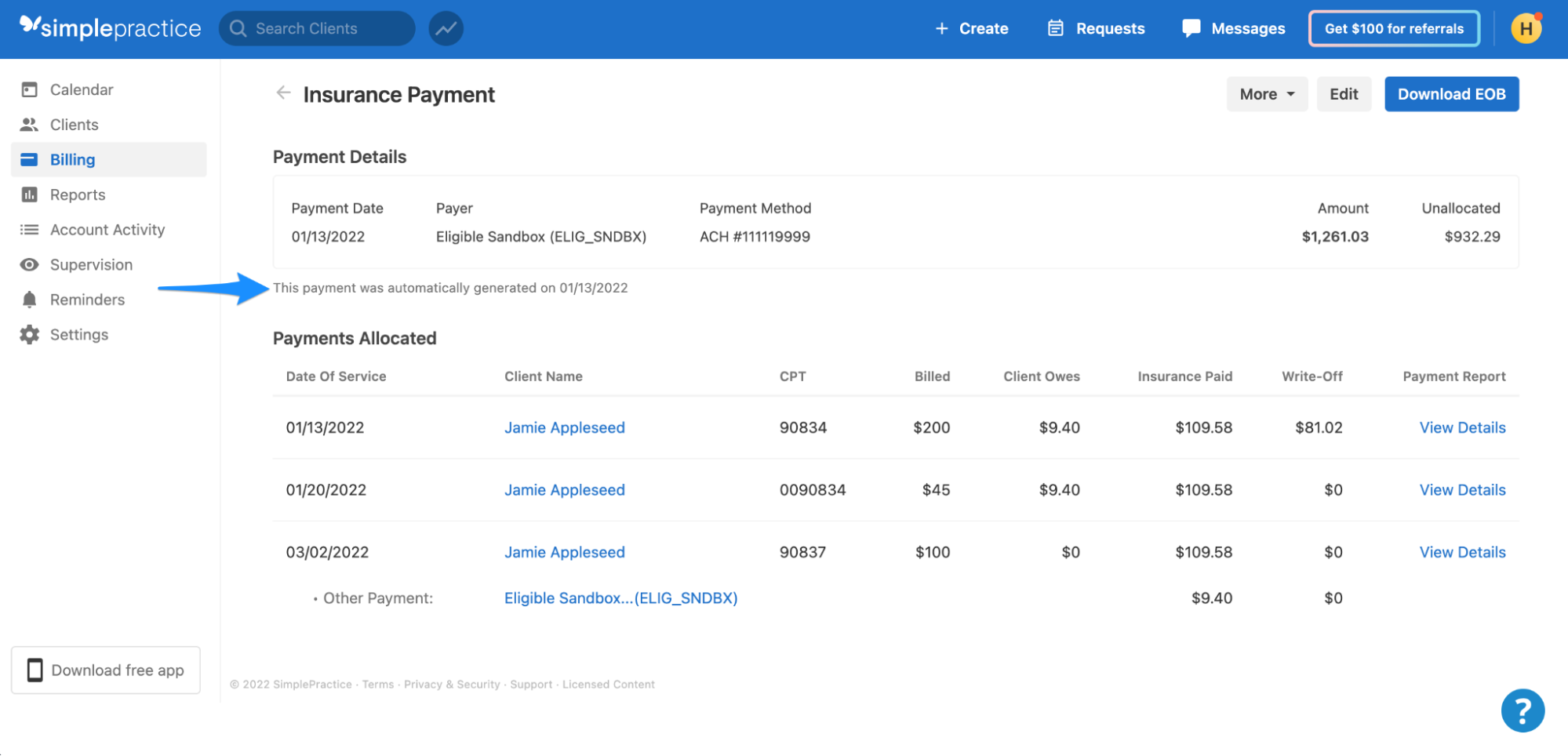 Adding insurance payments – SimplePractice Support
