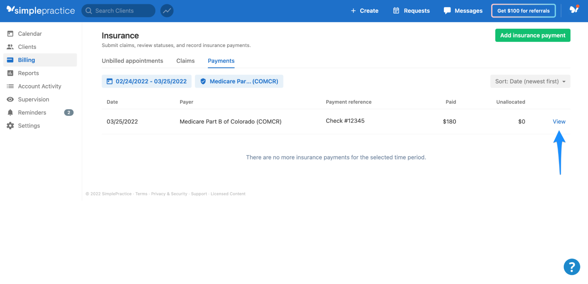 Adding insurance payments – SimplePractice Support