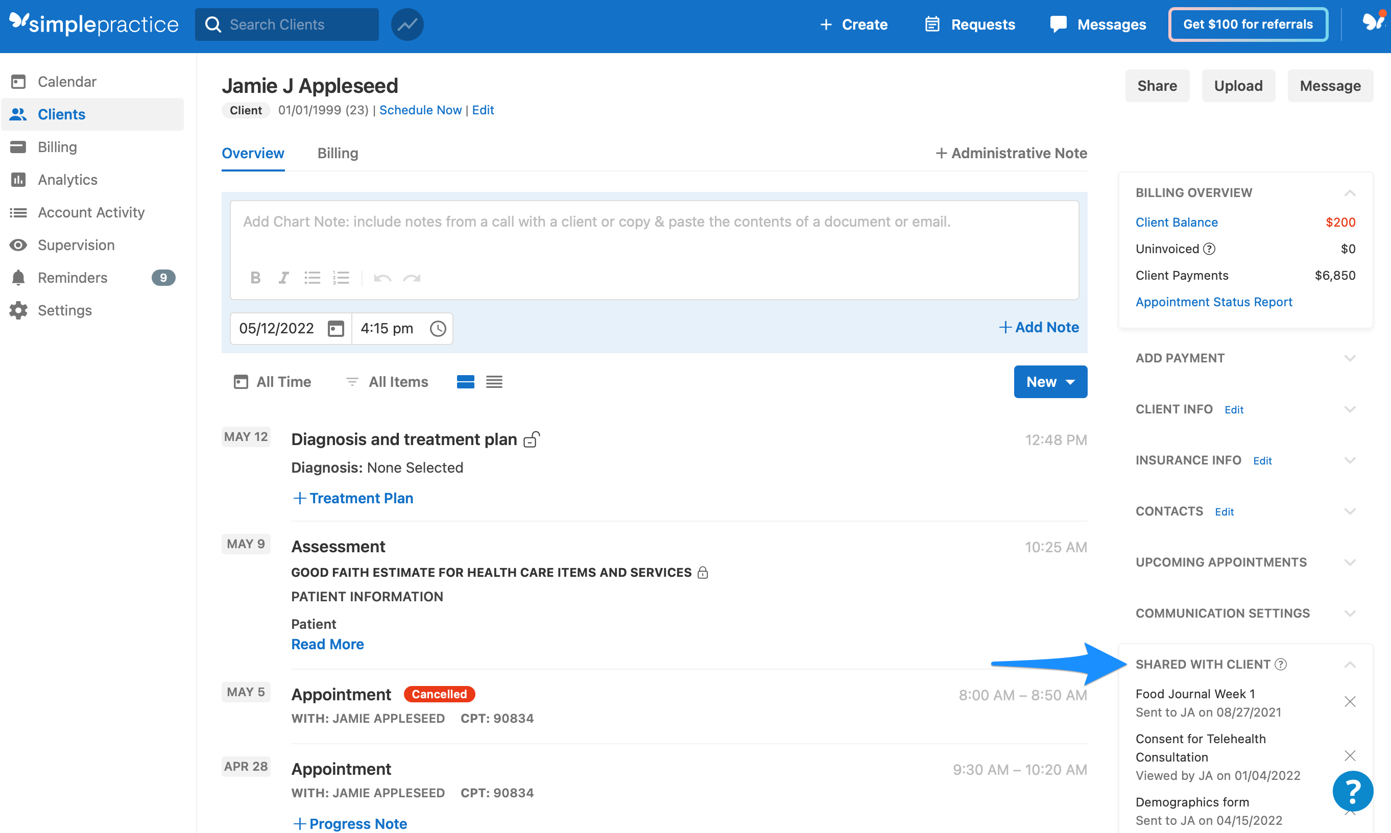 Sending intake forms and documents to clients – SimplePractice Support