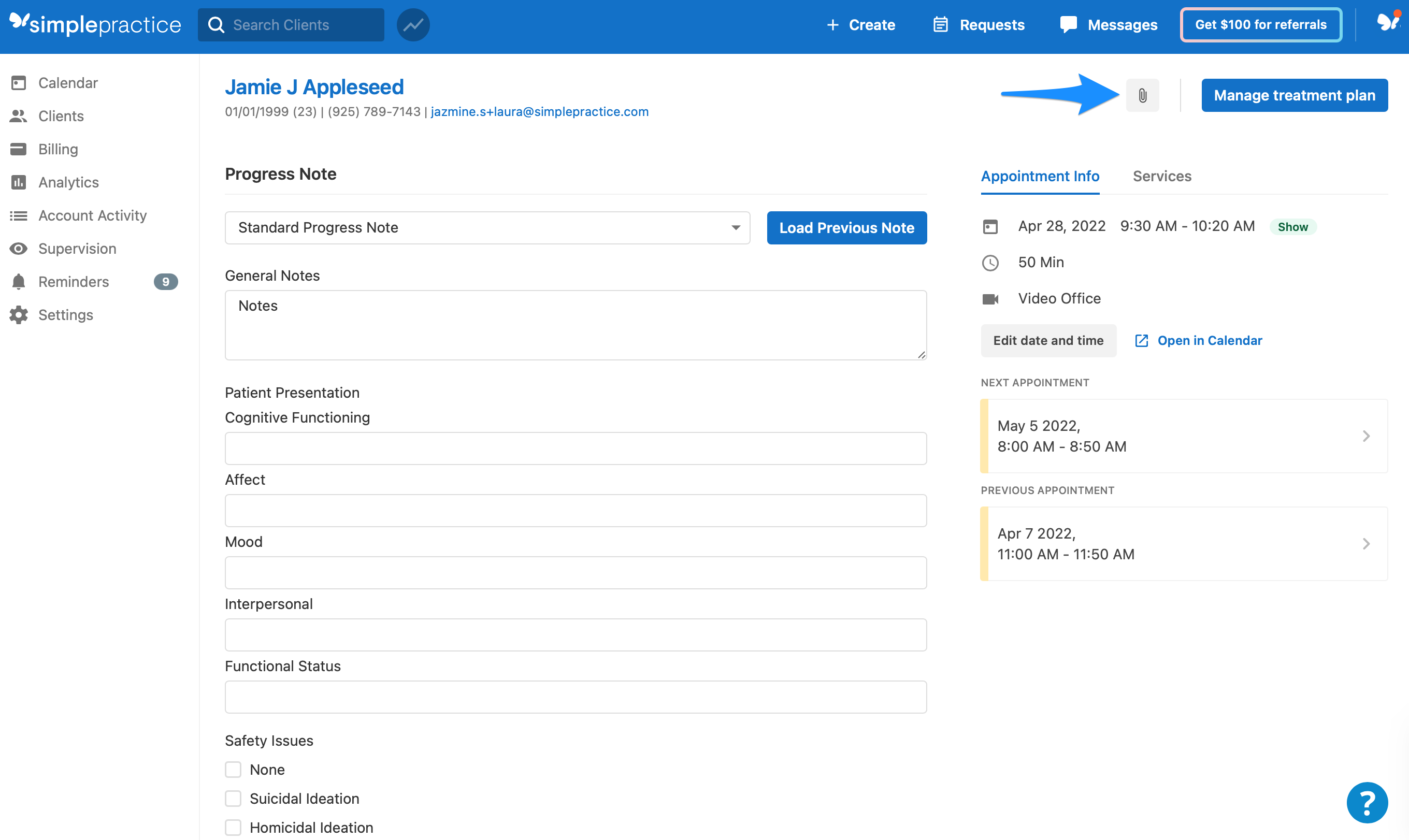 Sending intake forms and documents to clients – SimplePractice Support