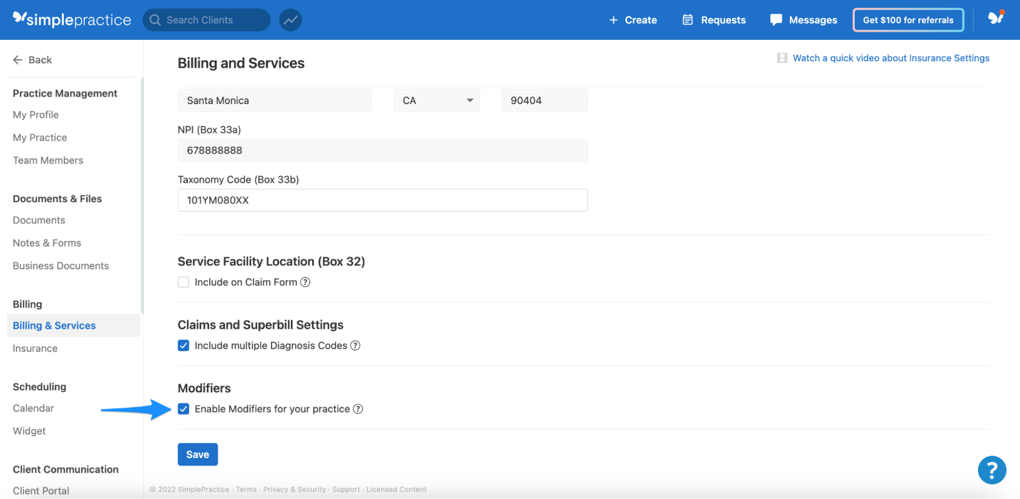 Adding modifiers to claims and superbills – SimplePractice Support