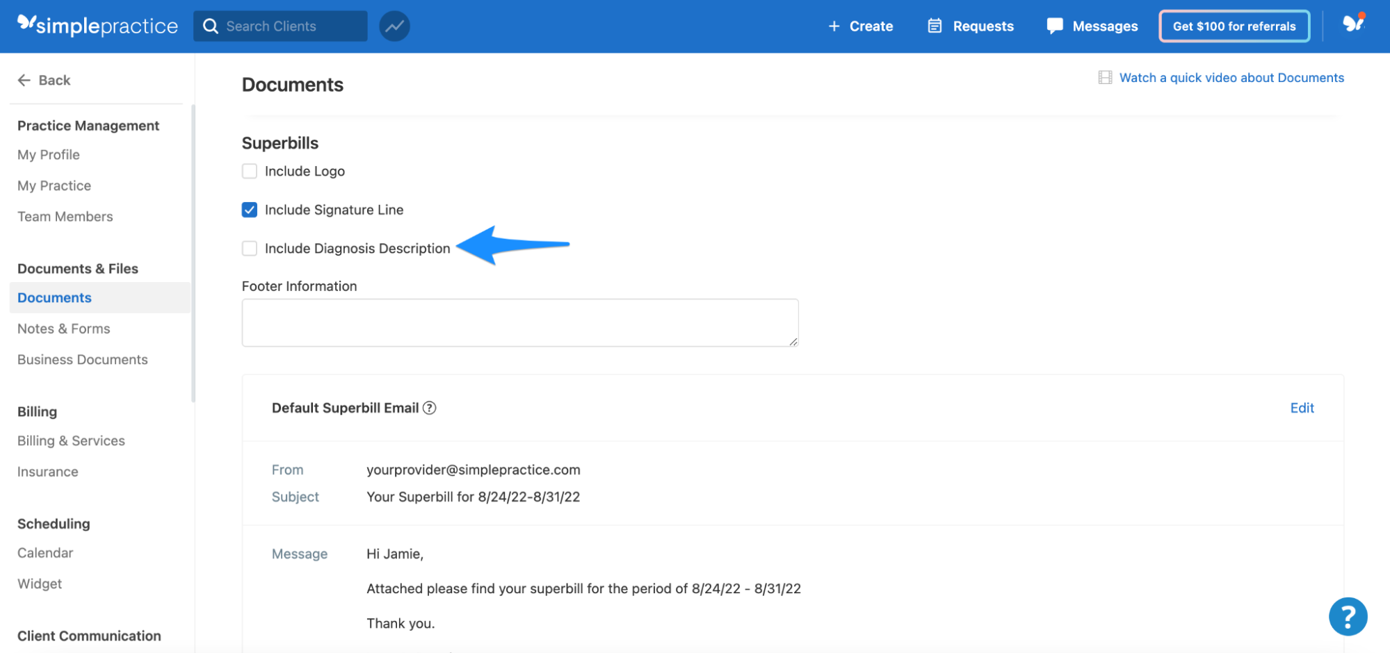Creating superbills – SimplePractice Support