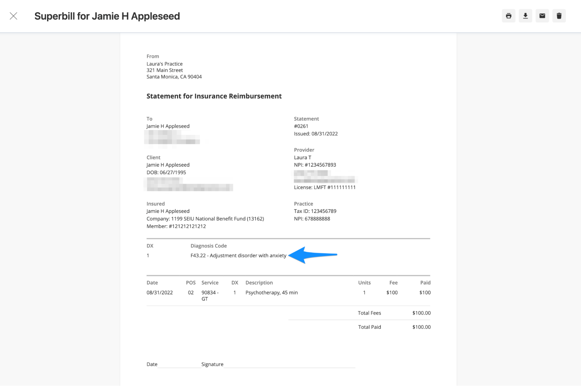 Creating superbills – SimplePractice Support