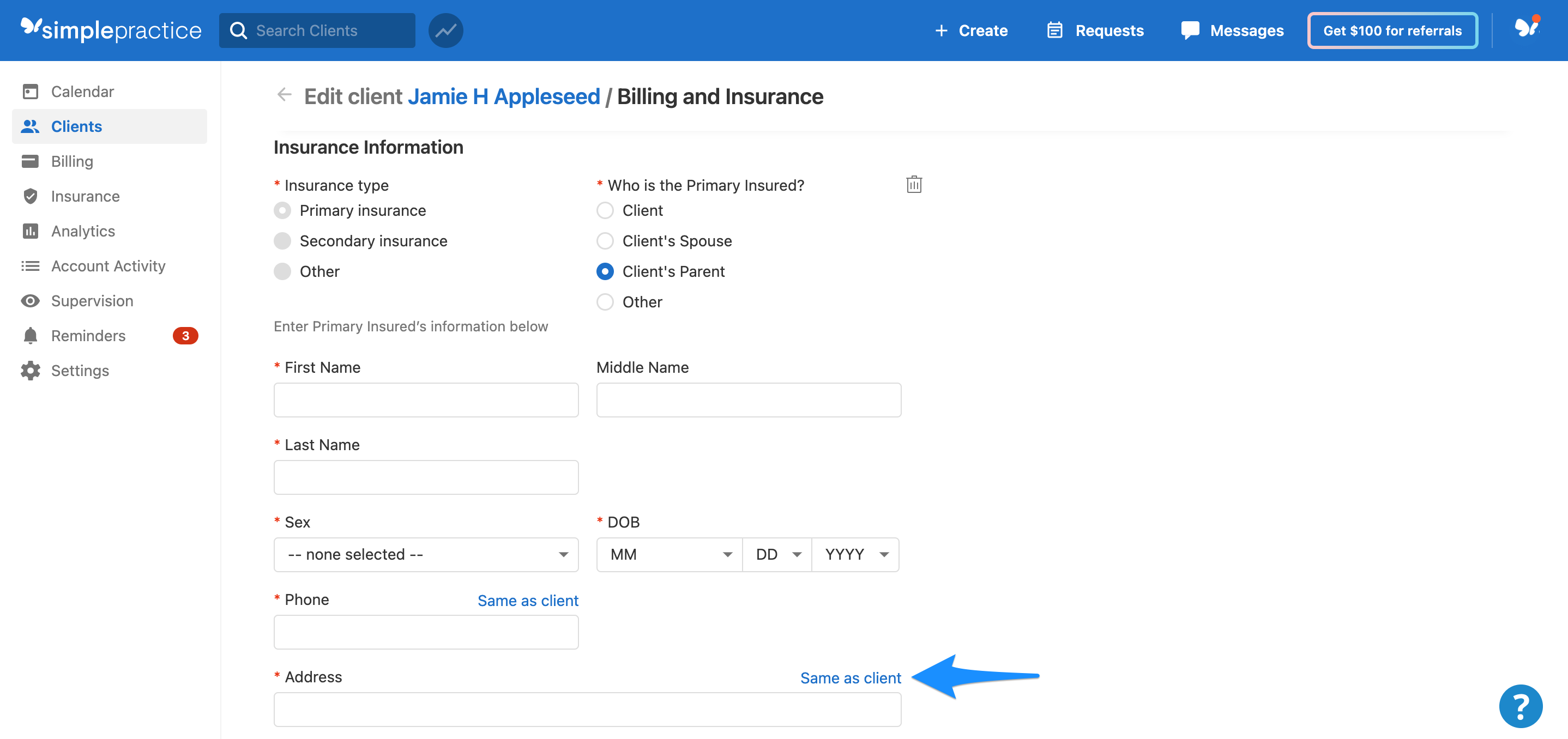 Setting up insurance billing for your clients – SimplePractice Support