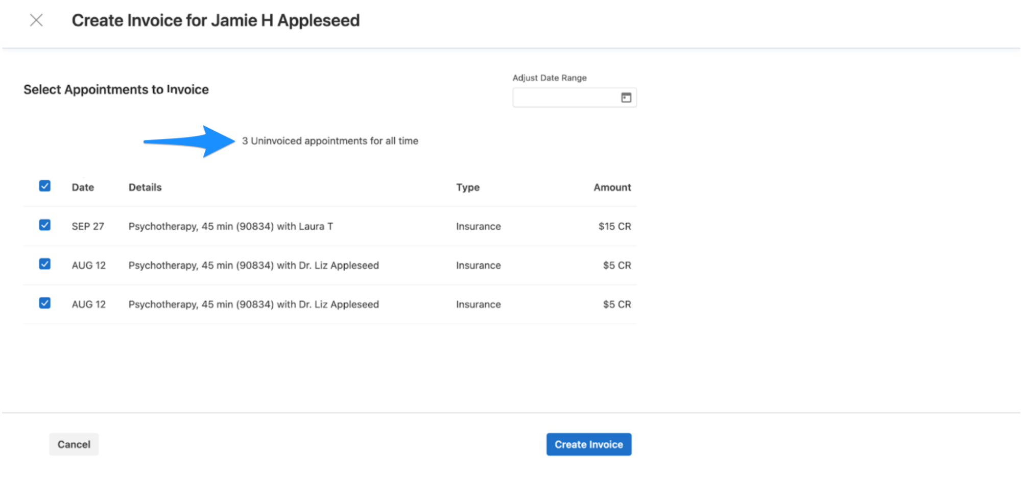 Reviewing a client's billing summary – SimplePractice Support